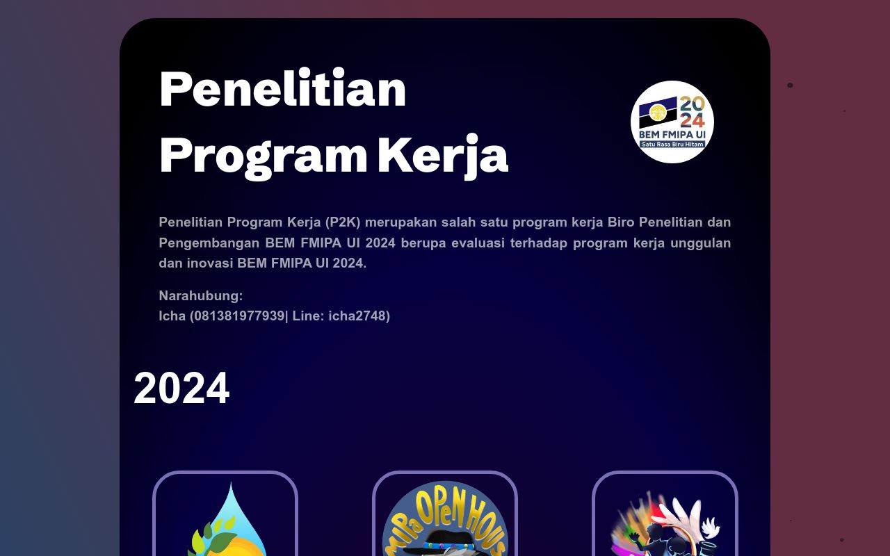 Penelitian Program Kerja (P2K) BEM FMIPA UI